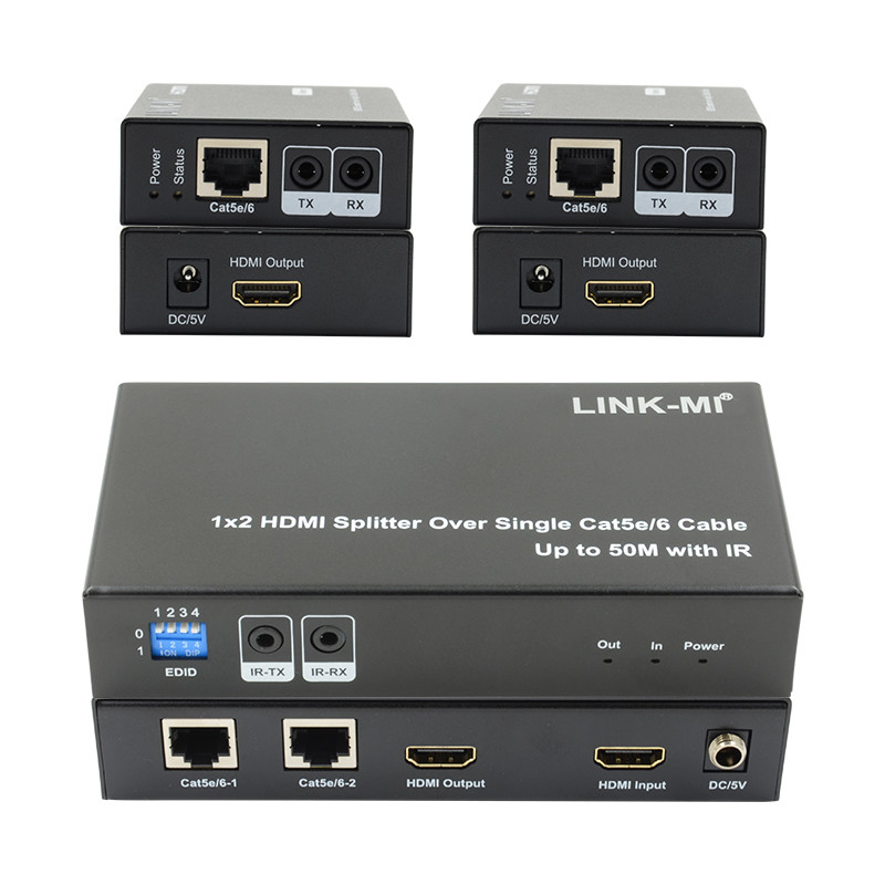 1X2 50M 4K HDMI Splitter Over Cat5e/6 Cable Support 3D IR Cascading For ...